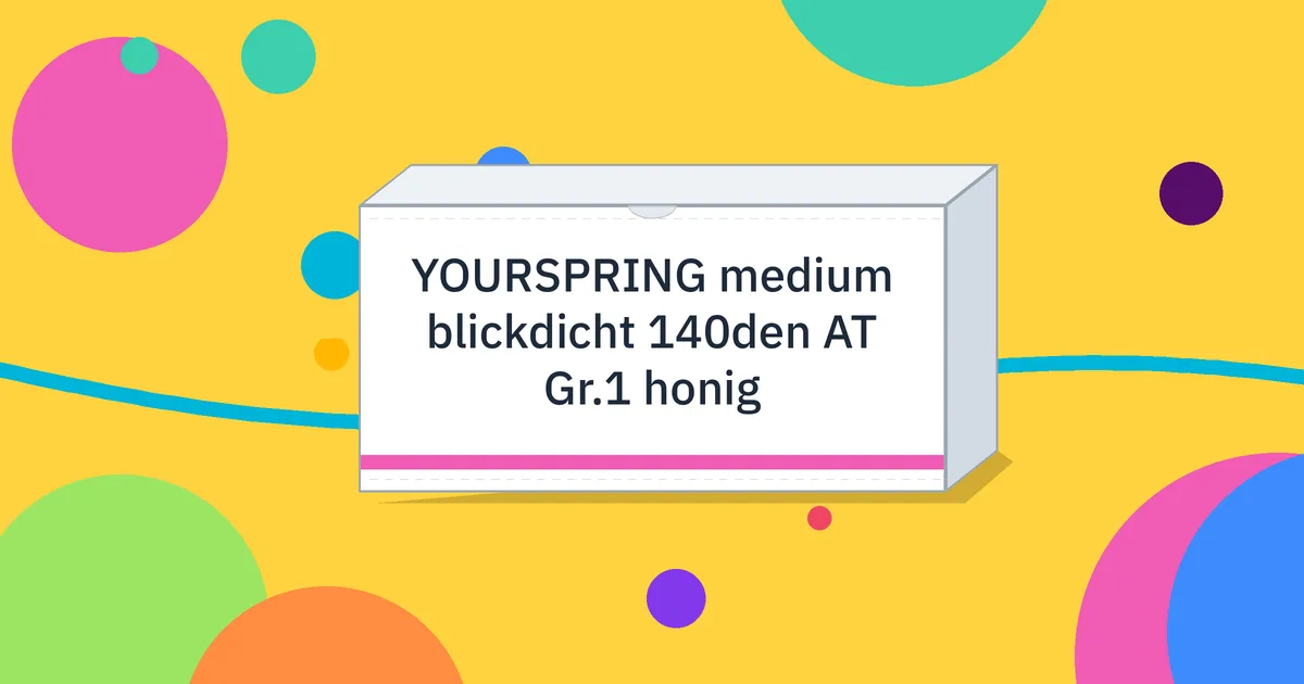 Symbolbild: Packung mit der Aufschrift YOURSPRING medium blickdicht 140den AT Gr.1 honig (PZN 18057897) – Verfügbarkeit und Bezug in Apotheken in Frankfurt am Main