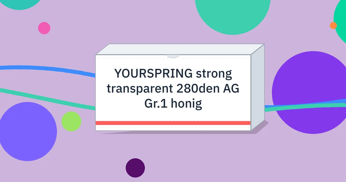 Symbolbild: Packung mit der Aufschrift YOURSPRING strong transparent 280den AG Gr.1 honig (PZN 18058075) – Verfügbarkeit und Bezug in Apotheken in Frankfurt am Main