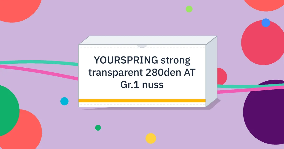 Symbolbild: Packung mit der Aufschrift YOURSPRING strong transparent 280den AT Gr.1 nuss (PZN 18058193) – Verfügbarkeit und Bezug in Apotheken in Frankfurt am Main