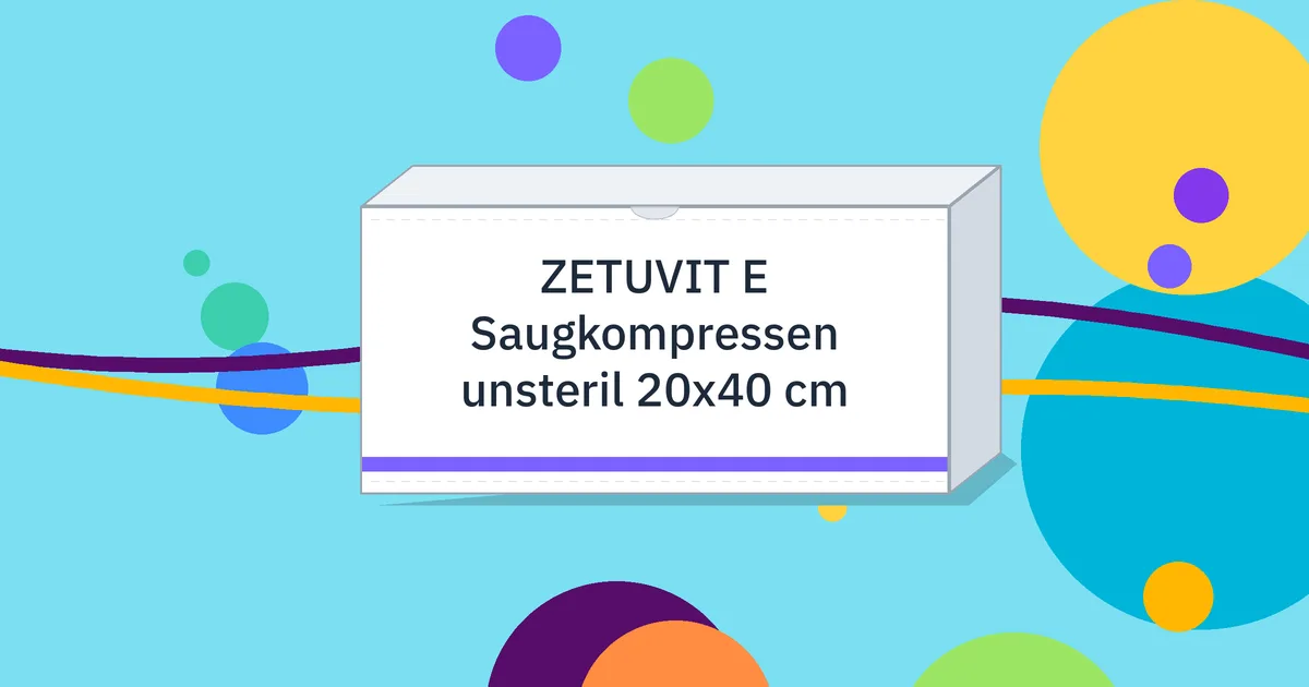 Symbolbild: Packung mit der Aufschrift ZETUVIT E Saugkompressen unsteril 20x40 cm (PZN 18736902) – Verfügbarkeit und Bezug in Apotheken in Frankfurt am Main