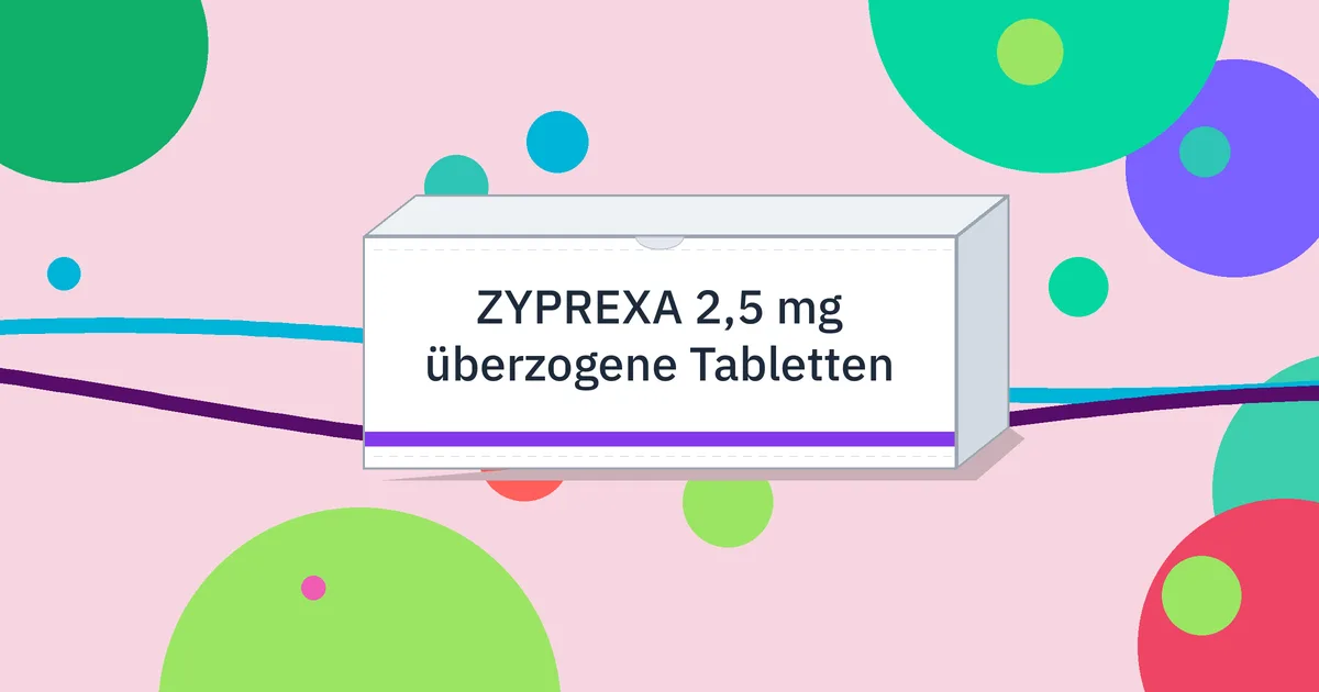 Symbolbild: Packung mit der Aufschrift ZYPREXA 2,5 mg überzogene Tabletten (PZN 05011497) – Verfügbarkeit und Bezug in Apotheken in Frankfurt am Main