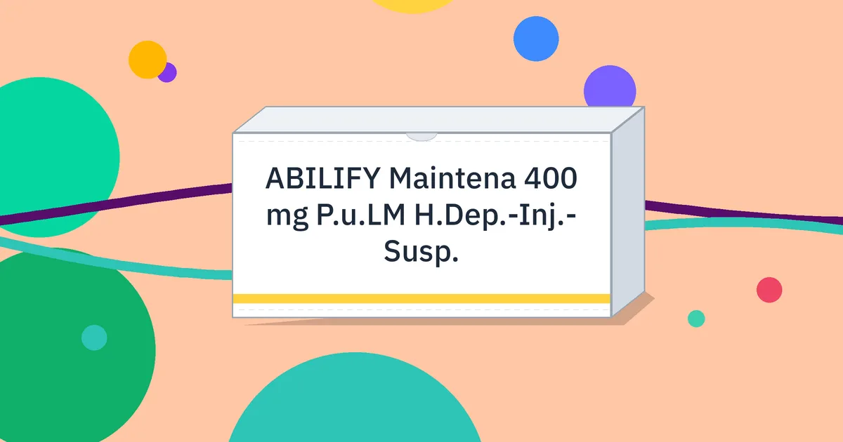Symbolbild: Packung mit der Aufschrift ABILIFY Maintena 400 mg P.u.LM H.Dep.-Inj.-Susp. (PZN 14357094) – Verfügbarkeit und Bezug in Apotheken in Frankfurt am Main