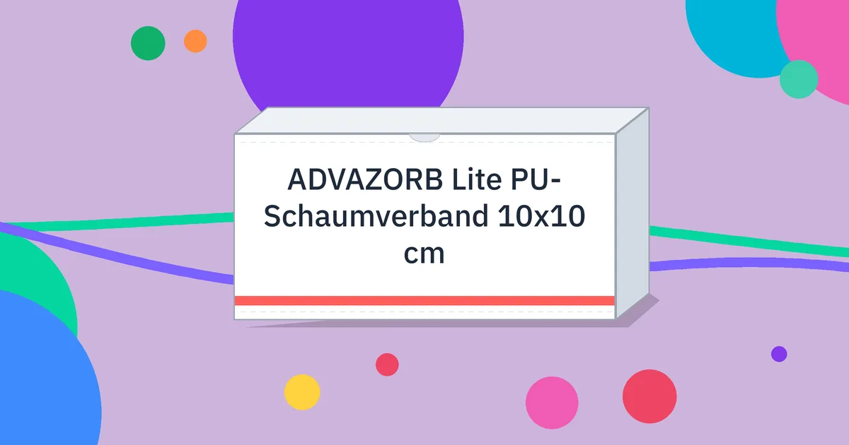 Symbolbild: Packung mit der Aufschrift ADVAZORB Lite PU-Schaumverband 10x10 cm (PZN 14233305) – Verfügbarkeit und Bezug in Apotheken in Frankfurt am Main