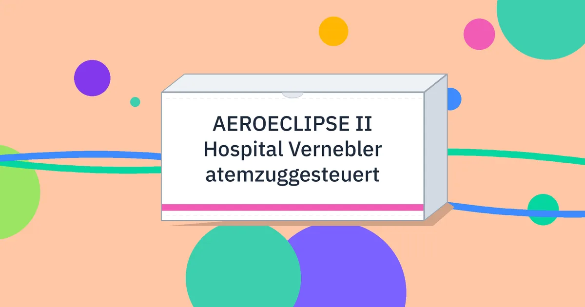 Symbolbild: Packung mit der Aufschrift AEROECLIPSE II Hospital Vernebler atemzuggesteuert (PZN 10525809) – Verfügbarkeit und Bezug in Apotheken in Frankfurt am Main