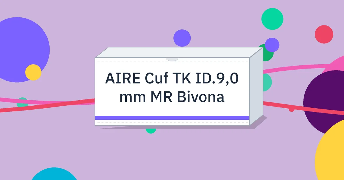 Symbolbild: Packung mit der Aufschrift AIRE Cuf TK ID.9,0 mm MR Bivona (PZN 01577931) – Verfügbarkeit und Bezug in Apotheken in Frankfurt am Main