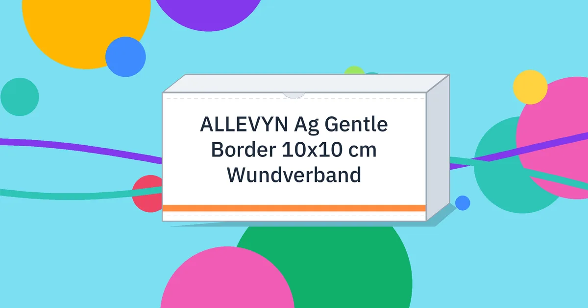 Symbolbild: Packung mit der Aufschrift ALLEVYN Ag Gentle Border 10x10 cm Wundverband (PZN 19872702) – Verfügbarkeit und Bezug in Apotheken in Frankfurt am Main