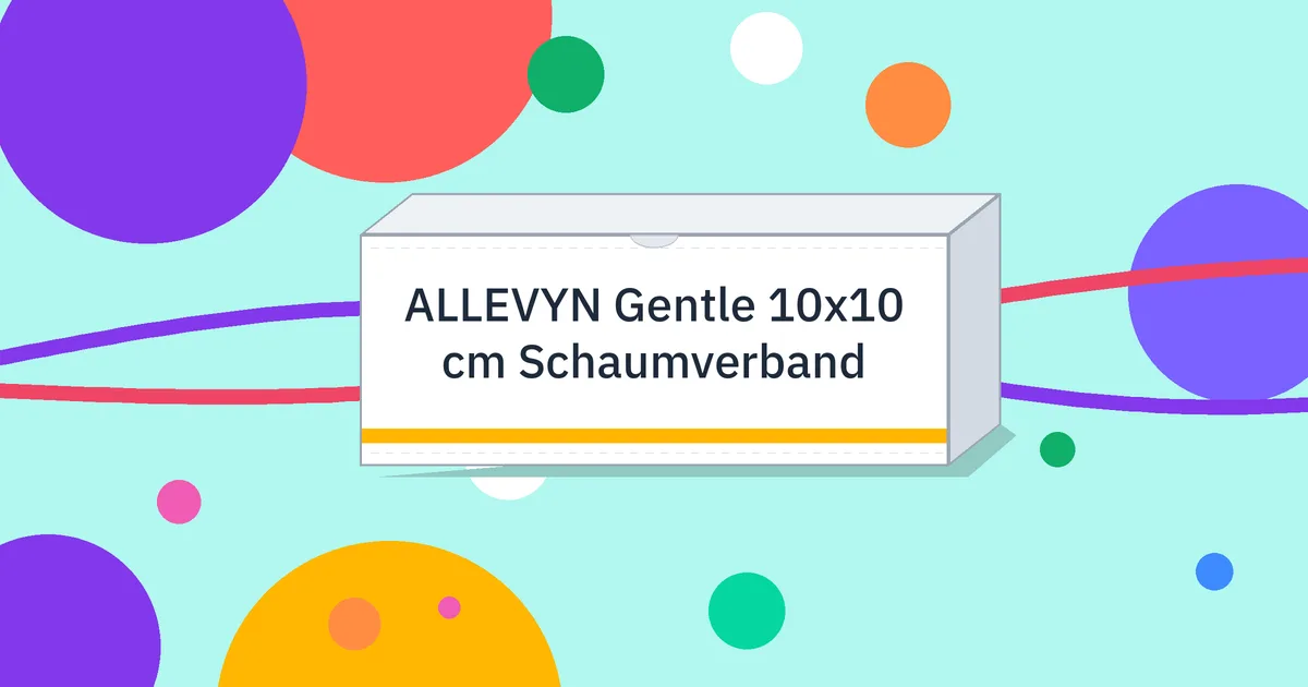 Symbolbild: Packung mit der Aufschrift ALLEVYN Gentle 10x10 cm Schaumverband (PZN 05868772) – Verfügbarkeit und Bezug in Apotheken in Frankfurt am Main