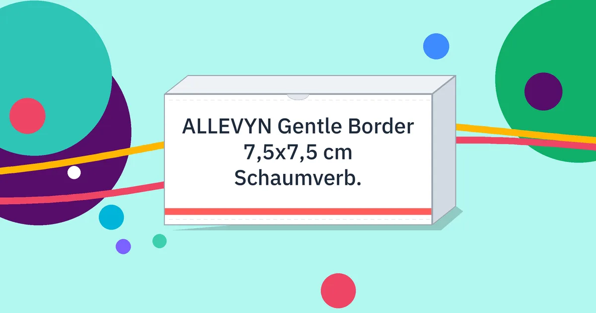 Symbolbild: Packung mit der Aufschrift ALLEVYN Gentle Border 7,5x7,5 cm Schaumverb. (PZN 17163479) – Verfügbarkeit und Bezug in Apotheken in Frankfurt am Main