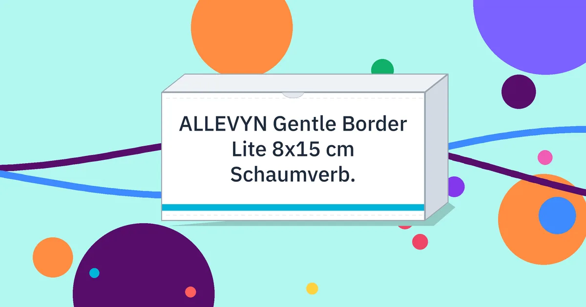 Symbolbild: Packung mit der Aufschrift ALLEVYN Gentle Border Lite 8x15 cm Schaumverb. (PZN 11314457) – Verfügbarkeit und Bezug in Apotheken in Frankfurt am Main