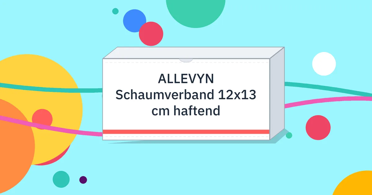 Symbolbild: Packung mit der Aufschrift ALLEVYN Schaumverband 12x13 cm haftend (PZN 18799469) – Verfügbarkeit und Bezug in Apotheken in Frankfurt am Main