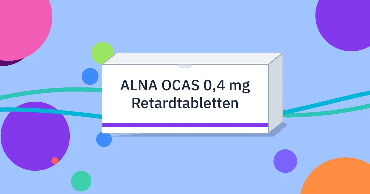 Symbolbild: Packung mit der Aufschrift ALNA OCAS 0,4 mg Retardtabletten (PZN 02562860) – Verfügbarkeit und Bezug in Apotheken in Frankfurt am Main