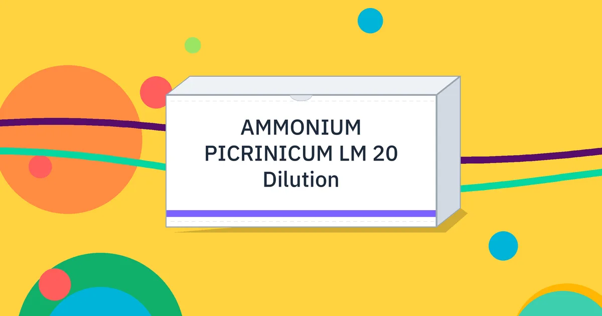 Symbolbild: Packung mit der Aufschrift AMMONIUM PICRINICUM LM 20 Dilution (PZN 13322828) – Verfügbarkeit und Bezug in Apotheken in Frankfurt am Main