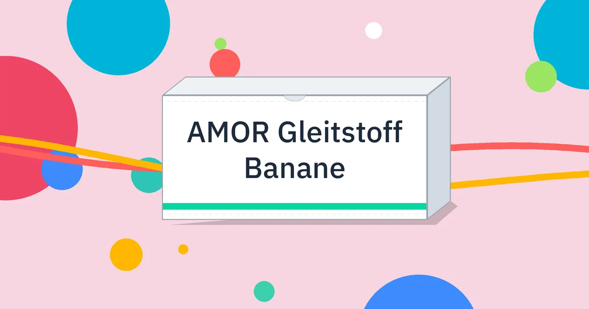 Symbolbild: Packung mit der Aufschrift AMOR Gleitstoff Banane (PZN 09753586) – Verfügbarkeit und Bezug in Apotheken in Frankfurt am Main