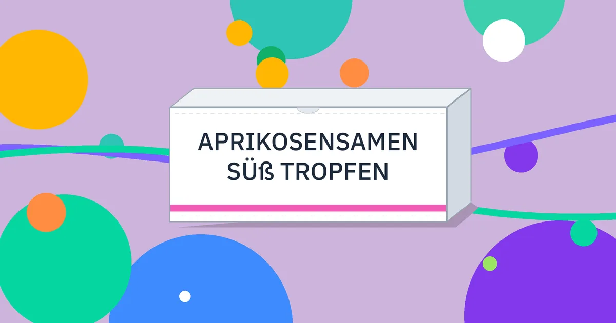 Symbolbild: Packung mit der Aufschrift APRIKOSENSAMEN SÜß TROPFEN (PZN 15229352) – Verfügbarkeit und Bezug in Apotheken in Frankfurt am Main