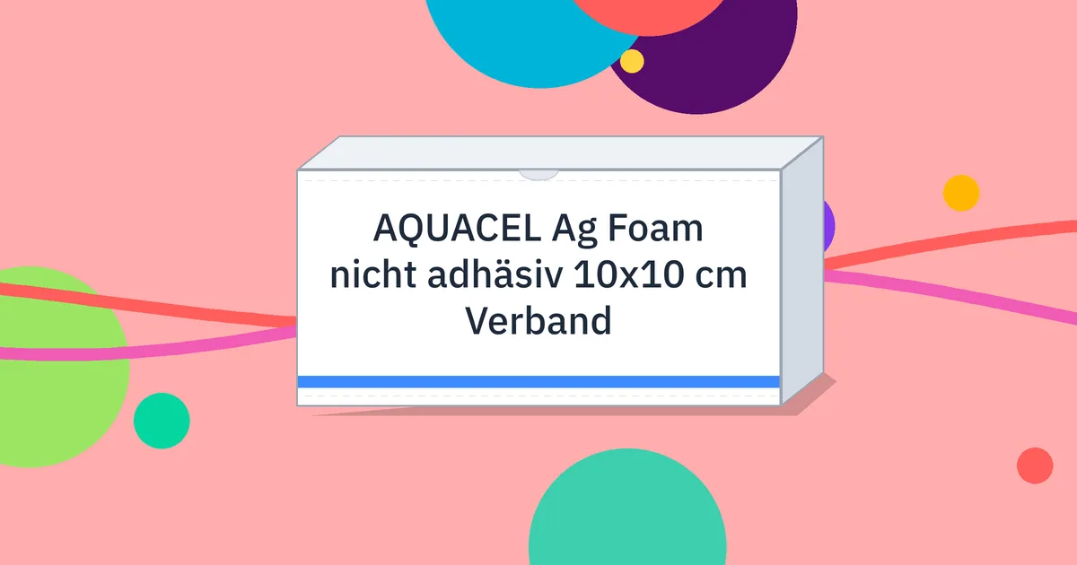 Symbolbild: Packung mit der Aufschrift AQUACEL Ag Foam nicht adhäsiv 10x10 cm Verband (PZN 20353781) – Verfügbarkeit und Bezug in Apotheken in Frankfurt am Main