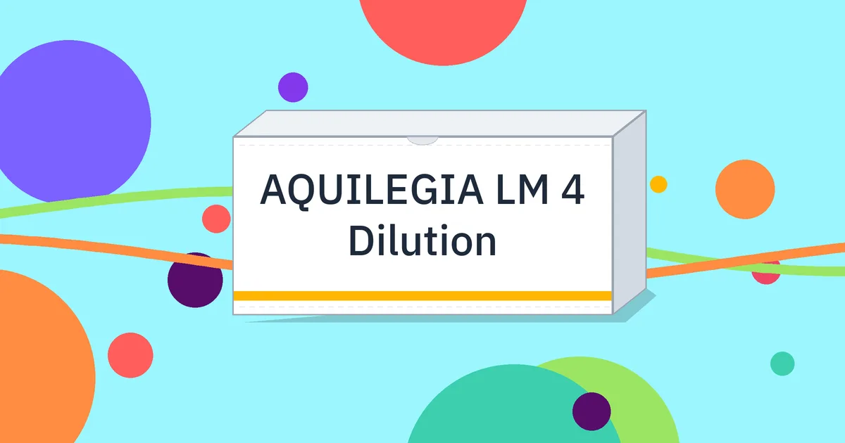 Symbolbild: Packung mit der Aufschrift AQUILEGIA LM 4 Dilution (PZN 13383592) – Verfügbarkeit und Bezug in Apotheken in Frankfurt am Main