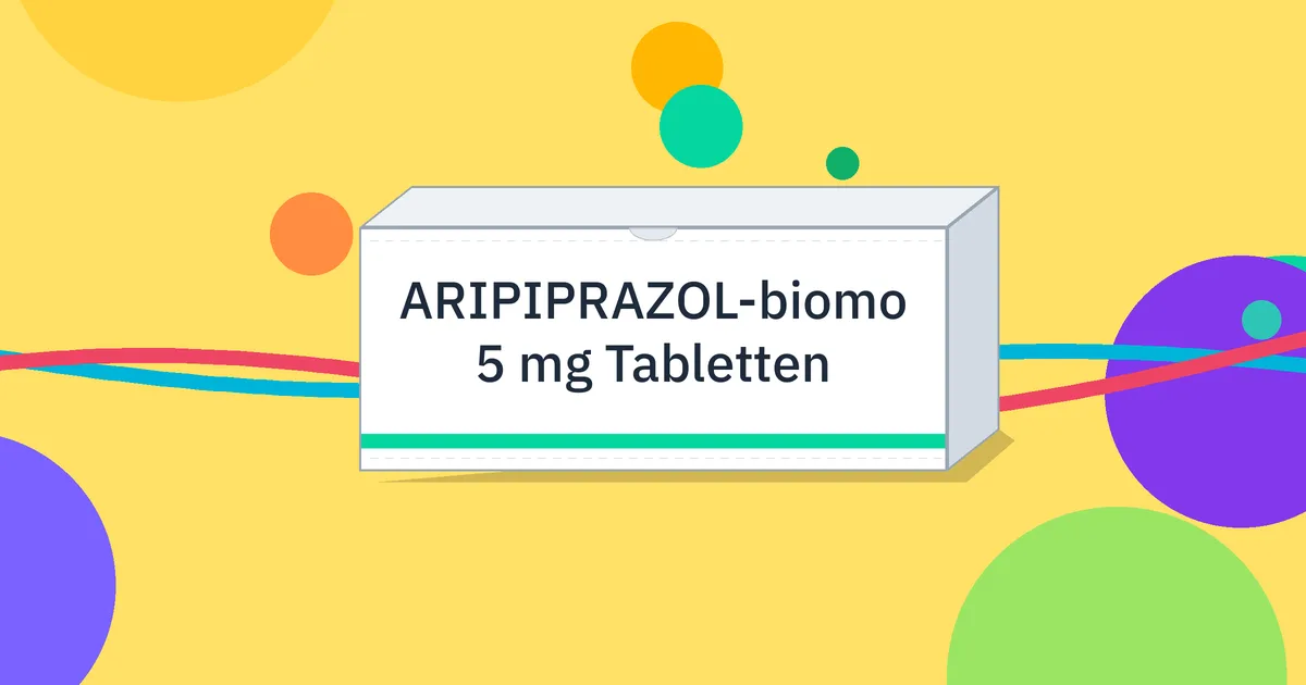 Symbolbild: Packung mit der Aufschrift ARIPIPRAZOL-biomo 5 mg Tabletten (PZN 10827887) – Verfügbarkeit und Bezug in Apotheken in Frankfurt am Main
