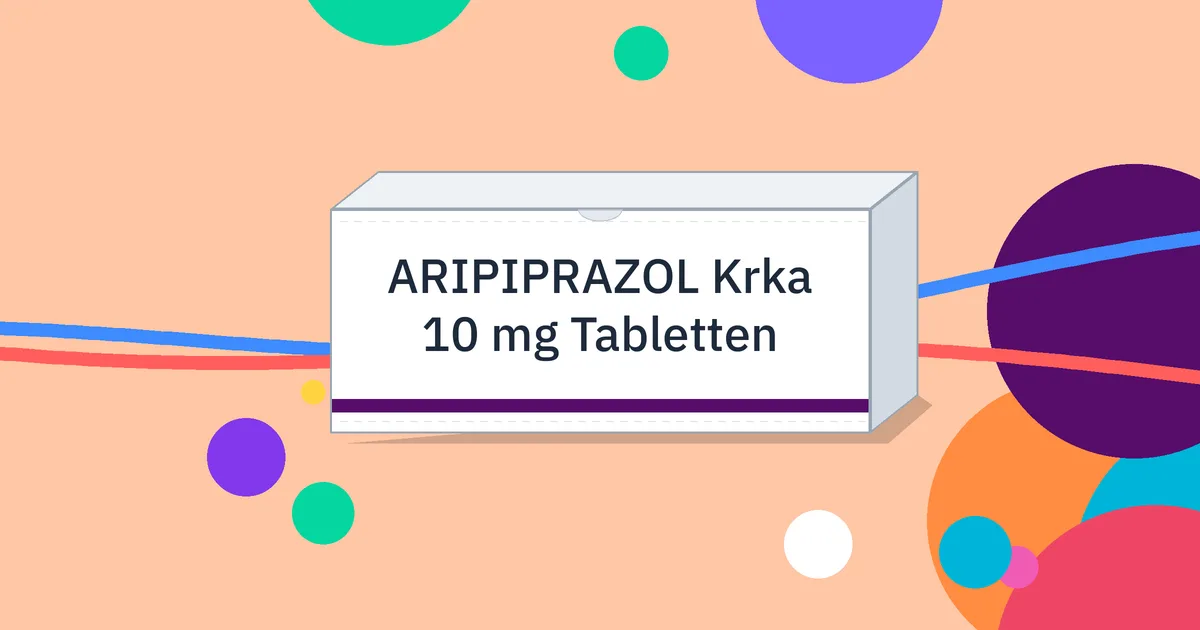 Symbolbild: Packung mit der Aufschrift ARIPIPRAZOL Krka 10 mg Tabletten (PZN 15739828) – Verfügbarkeit und Bezug in Apotheken in Frankfurt am Main