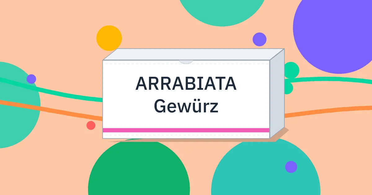 Symbolbild: Packung mit der Aufschrift ARRABIATA Gewürz (PZN 06446470) – Verfügbarkeit und Bezug in Apotheken in Frankfurt am Main