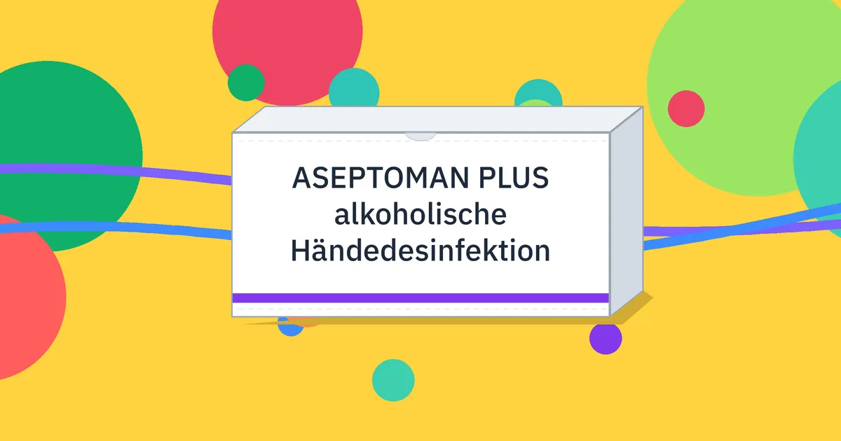 Symbolbild: Packung mit der Aufschrift ASEPTOMAN PLUS alkoholische Händedesinfektion (PZN 20087813) – Verfügbarkeit und Bezug in Apotheken in Frankfurt am Main
