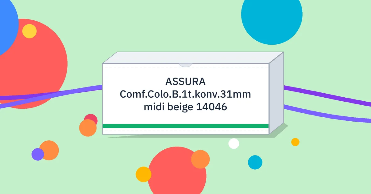 Symbolbild: Packung mit der Aufschrift ASSURA Comf.Colo.B.1t.konv.31mm midi beige 14046 (PZN 01689765) – Verfügbarkeit und Bezug in Apotheken in Frankfurt am Main