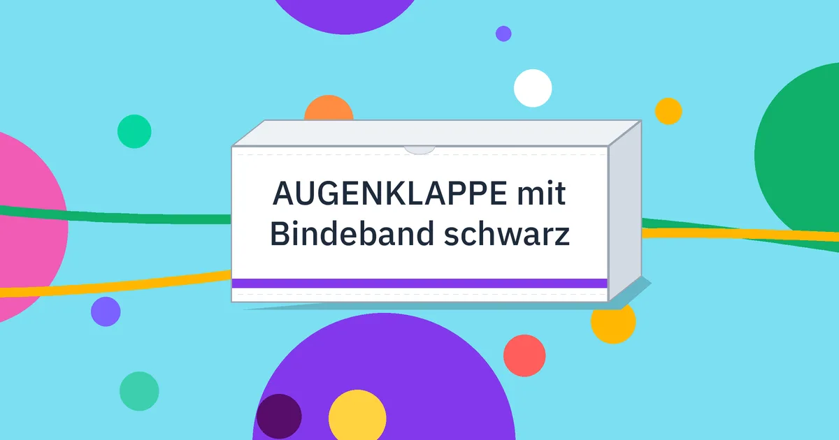Symbolbild: Packung mit der Aufschrift AUGENKLAPPE mit Bindeband schwarz (PZN 03173758) – Verfügbarkeit und Bezug in Apotheken in Frankfurt am Main