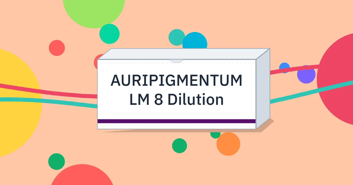 Symbolbild: Packung mit der Aufschrift AURIPIGMENTUM LM 8 Dilution (PZN 12782887) – Verfügbarkeit und Bezug in Apotheken in Frankfurt am Main
