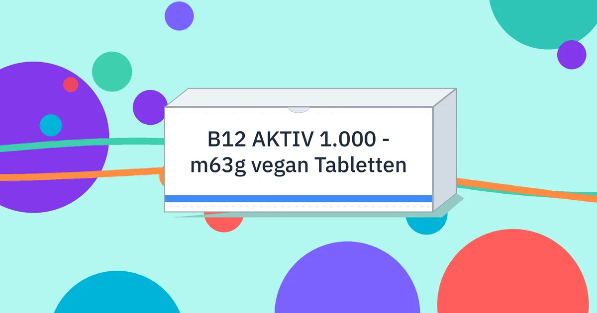 Symbolbild: Packung mit der Aufschrift B12 AKTIV 1.000 -m63g vegan Tabletten (PZN 15198887) – Verfügbarkeit und Bezug in Apotheken in Frankfurt am Main