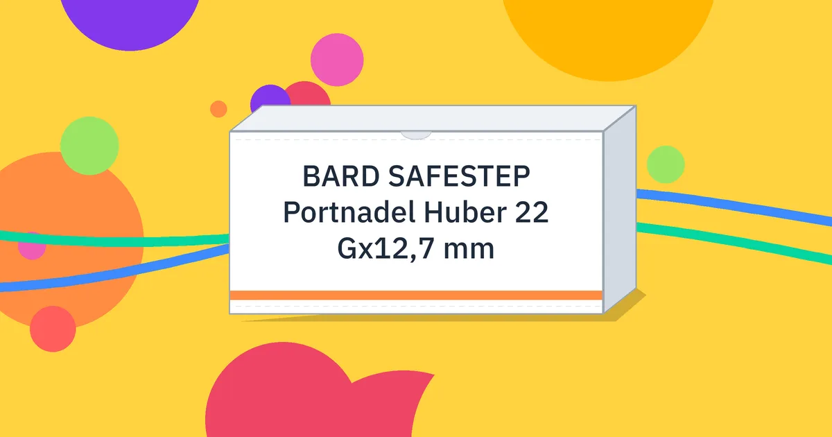 Symbolbild: Packung mit der Aufschrift BARD SAFESTEP Portnadel Huber 22 Gx12,7 mm (PZN 17296217) – Verfügbarkeit und Bezug in Apotheken in Frankfurt am Main