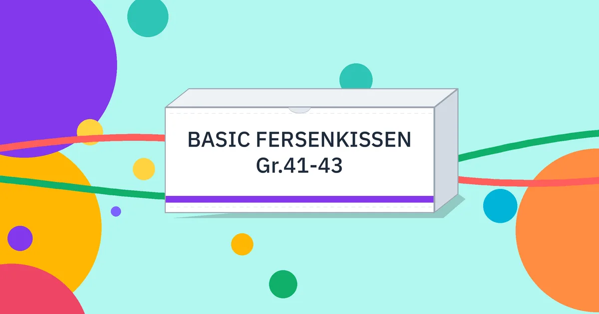 Symbolbild: Packung mit der Aufschrift BASIC FERSENKISSEN Gr.41-43 (PZN 15381752) – Verfügbarkeit und Bezug in Apotheken in Frankfurt am Main