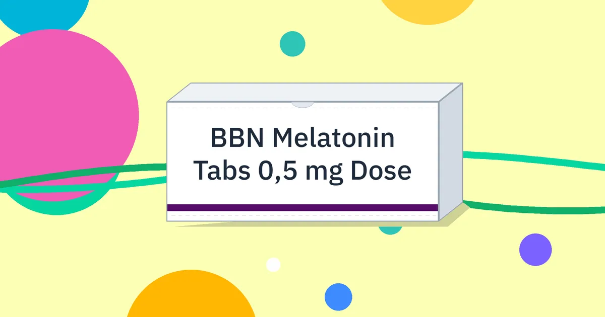 Symbolbild: Packung mit der Aufschrift BBN Melatonin Tabs 0,5 mg Dose (PZN 19476372) – Verfügbarkeit und Bezug in Apotheken in Frankfurt am Main