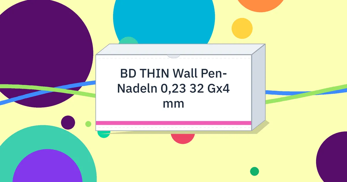 Symbolbild: Packung mit der Aufschrift BD THIN Wall Pen-Nadeln 0,23 32 Gx4 mm (PZN 12892363) – Verfügbarkeit und Bezug in Apotheken in Frankfurt am Main