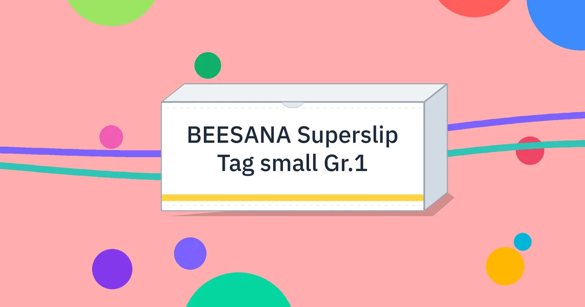 Symbolbild: Packung mit der Aufschrift BEESANA Superslip Tag small Gr.1 (PZN 07757485) – Verfügbarkeit und Bezug in Apotheken in Frankfurt am Main