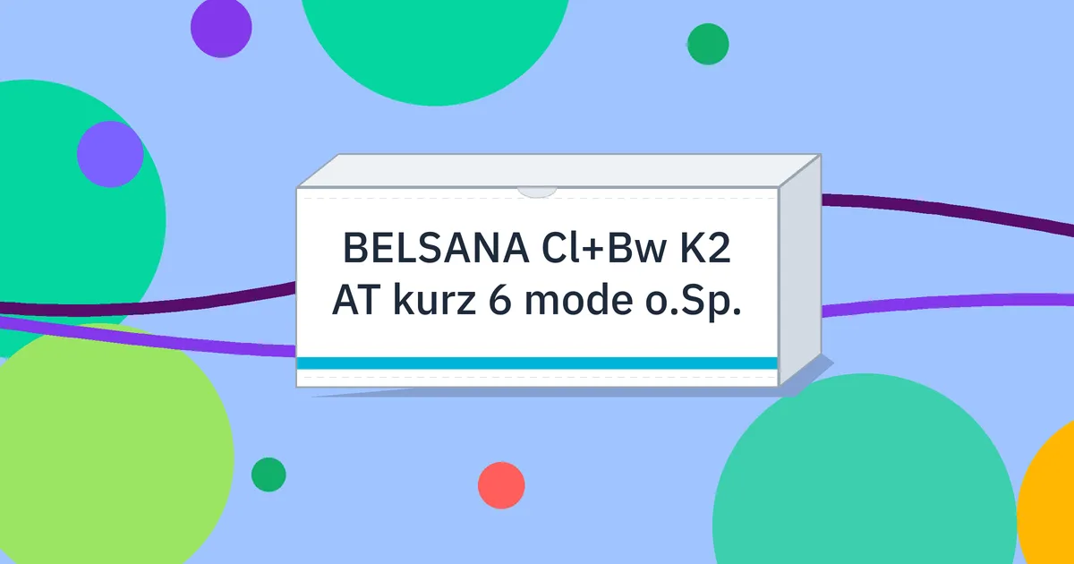Symbolbild: Packung mit der Aufschrift BELSANA Cl+Bw K2 AT kurz 6 mode o.Sp. (PZN 12253640) – Verfügbarkeit und Bezug in Apotheken in Frankfurt am Main