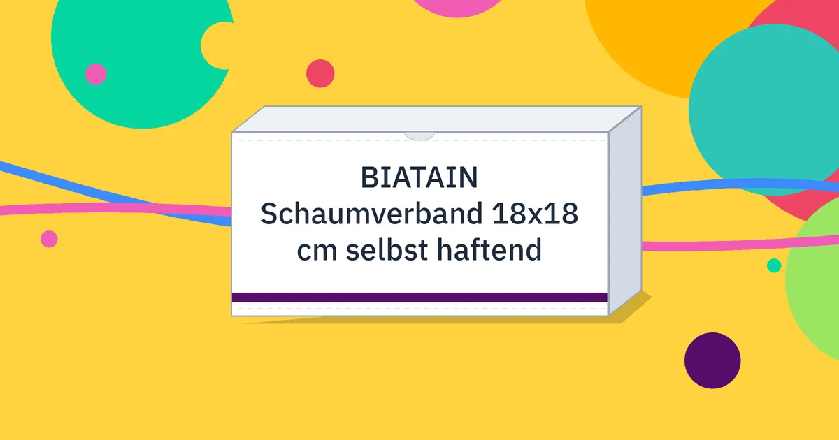 Symbolbild: Packung mit der Aufschrift BIATAIN Schaumverband 18x18 cm selbst haftend (PZN 11116740) – Verfügbarkeit und Bezug in Apotheken in Frankfurt am Main