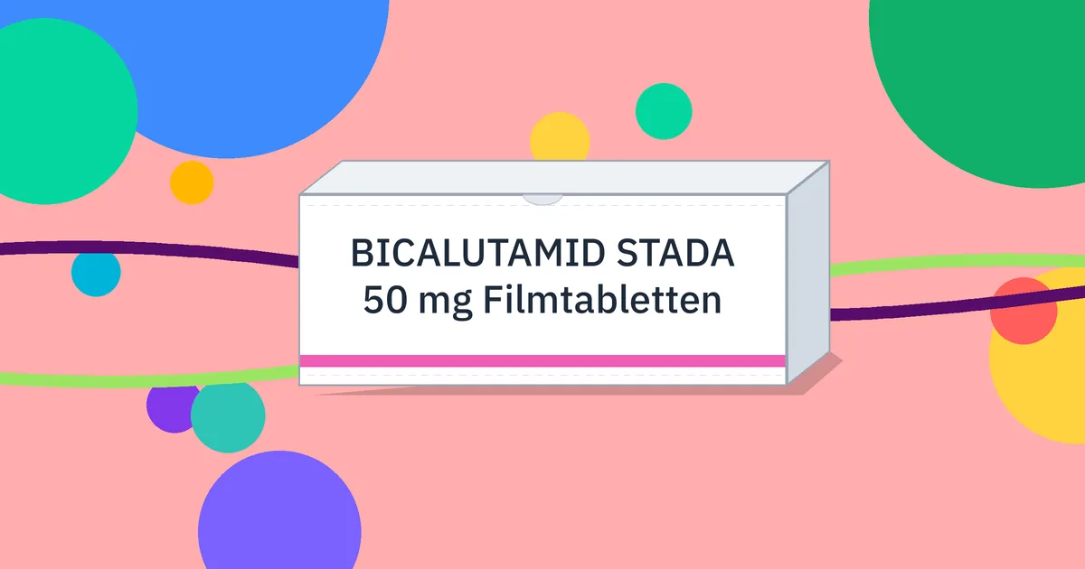 Symbolbild: Packung mit der Aufschrift BICALUTAMID STADA 50 mg Filmtabletten (PZN 05919854) – Verfügbarkeit und Bezug in Apotheken in Frankfurt am Main