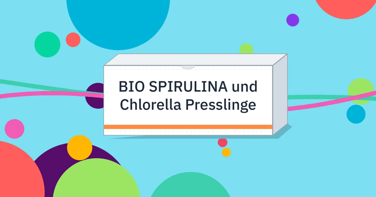 Symbolbild: Packung mit der Aufschrift BIO SPIRULINA und Chlorella Presslinge (PZN 16831192) – Verfügbarkeit und Bezug in Apotheken in Frankfurt am Main