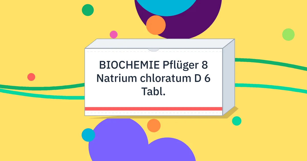 Symbolbild: Packung mit der Aufschrift BIOCHEMIE Pflüger 8 Natrium chloratum D 6 Tabl. (PZN 06319375) – Verfügbarkeit und Bezug in Apotheken in Frankfurt am Main