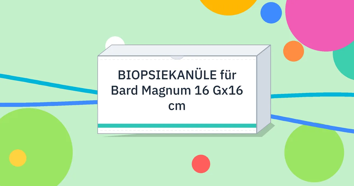 Symbolbild: Packung mit der Aufschrift BIOPSIEKANÜLE für Bard Magnum 16 Gx16 cm (PZN 04659552) – Verfügbarkeit und Bezug in Apotheken in Frankfurt am Main