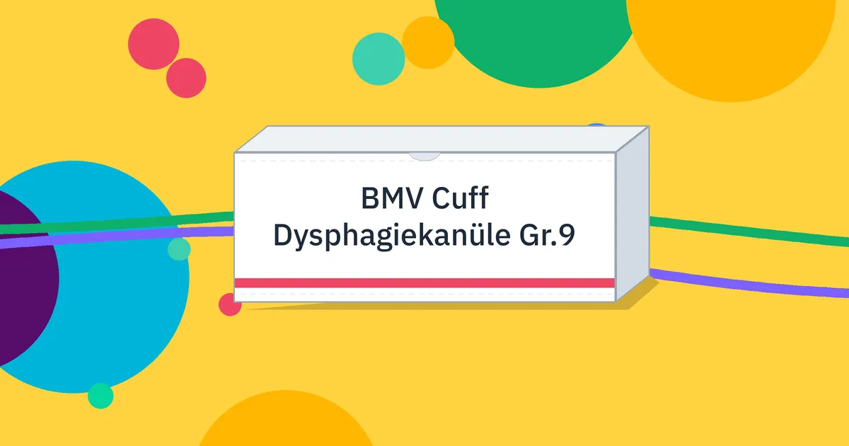 Symbolbild: Packung mit der Aufschrift BMV Cuff Dysphagiekanüle Gr.9 (PZN 18382798) – Verfügbarkeit und Bezug in Apotheken in Frankfurt am Main