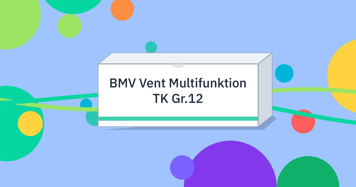 Symbolbild: Packung mit der Aufschrift BMV Vent Multifunktion TK Gr.12 (PZN 18384828) – Verfügbarkeit und Bezug in Apotheken in Frankfurt am Main