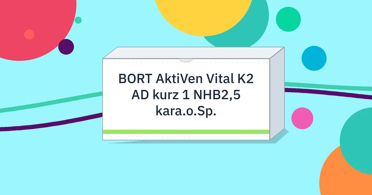 Symbolbild: Packung mit der Aufschrift BORT AktiVen Vital K2 AD kurz 1 NHB2,5 kara.o.Sp. (PZN 17497625) – Verfügbarkeit und Bezug in Apotheken in Frankfurt am Main