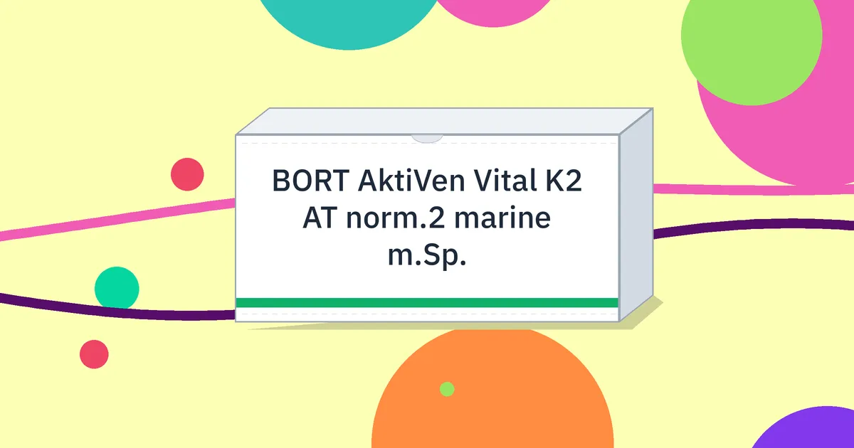 Symbolbild: Packung mit der Aufschrift BORT AktiVen Vital K2 AT norm.2 marine m.Sp. (PZN 13741844) – Verfügbarkeit und Bezug in Apotheken in Frankfurt am Main