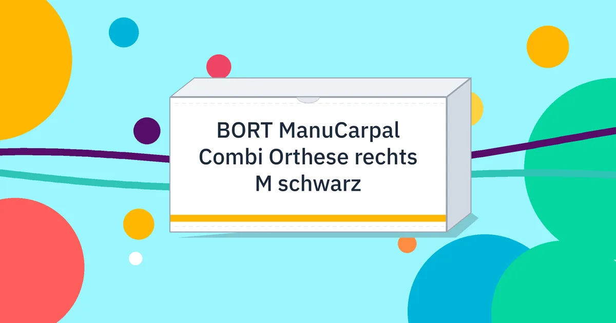 Symbolbild: Packung mit der Aufschrift BORT ManuCarpal Combi Orthese rechts M schwarz (PZN 02766350) – Verfügbarkeit und Bezug in Apotheken in Frankfurt am Main