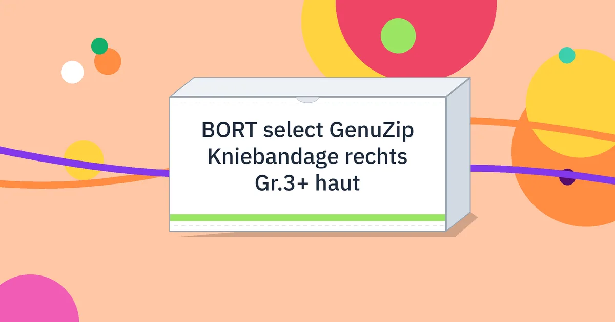 Symbolbild: Packung mit der Aufschrift BORT select GenuZip Kniebandage rechts Gr.3+ haut (PZN 16844177) – Verfügbarkeit und Bezug in Apotheken in Frankfurt am Main