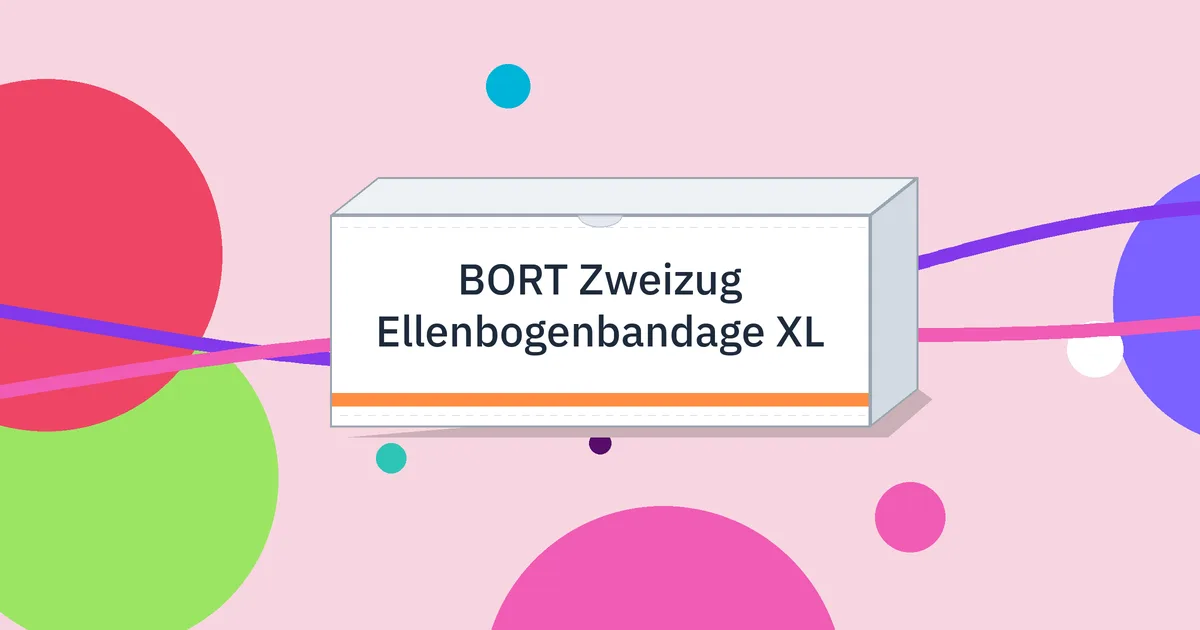 Symbolbild: Packung mit der Aufschrift BORT Zweizug Ellenbogenbandage XL (PZN 03808984) – Verfügbarkeit und Bezug in Apotheken in Frankfurt am Main