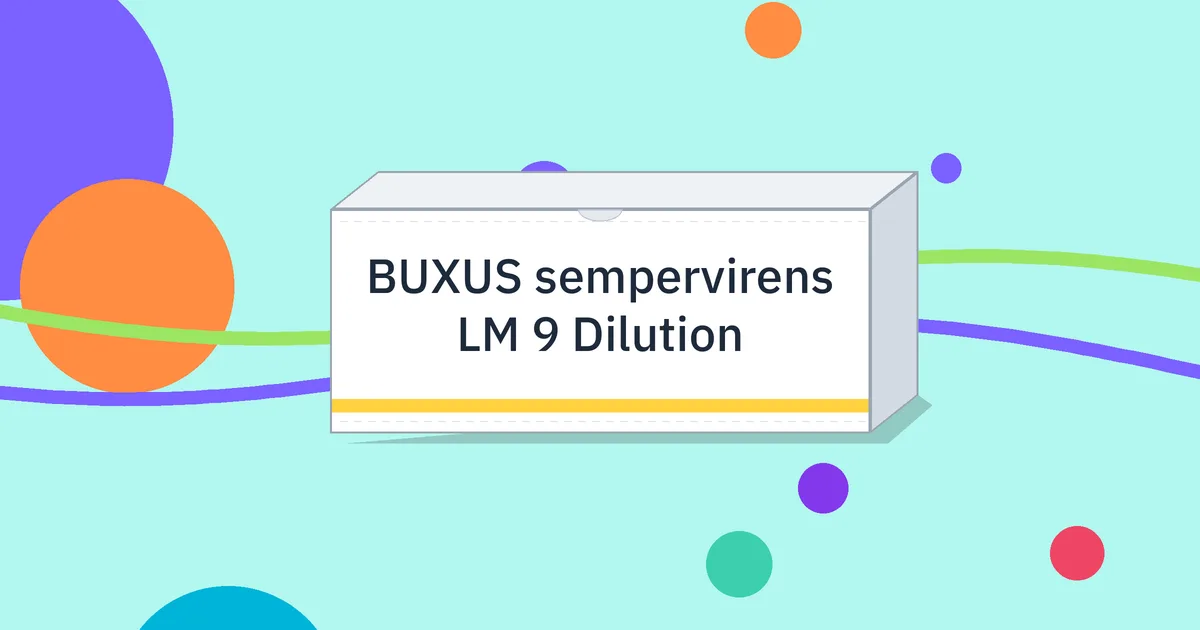 Symbolbild: Packung mit der Aufschrift BUXUS sempervirens LM 9 Dilution (PZN 13399127) – Verfügbarkeit und Bezug in Apotheken in Frankfurt am Main