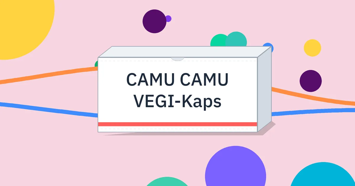 Symbolbild: Packung mit der Aufschrift CAMU CAMU VEGI-Kaps (PZN 13863889) – Verfügbarkeit und Bezug in Apotheken in Frankfurt am Main