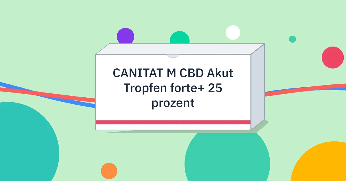 Symbolbild: Packung mit der Aufschrift CANITAT M CBD Akut Tropfen forte+ 25 prozent (PZN 16349851) – Verfügbarkeit und Bezug in Apotheken in Frankfurt am Main