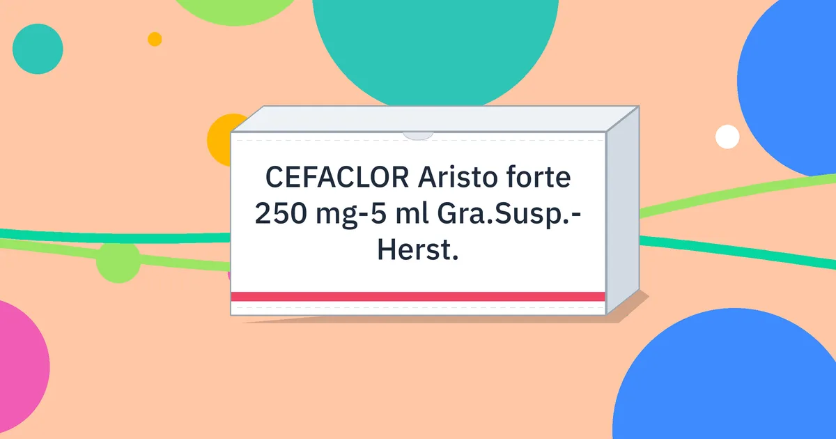 Symbolbild: Packung mit der Aufschrift CEFACLOR Aristo forte 250 mg-5 ml Gra.Susp.-Herst. (PZN 10843722) – Verfügbarkeit und Bezug in Apotheken in Frankfurt am Main